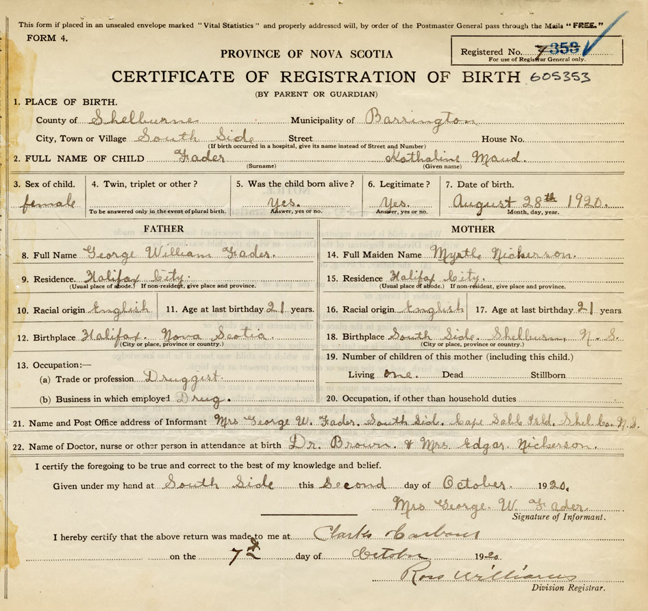 Nova Scotia Archives - Nova Scotia Births, Marriages, and Deaths