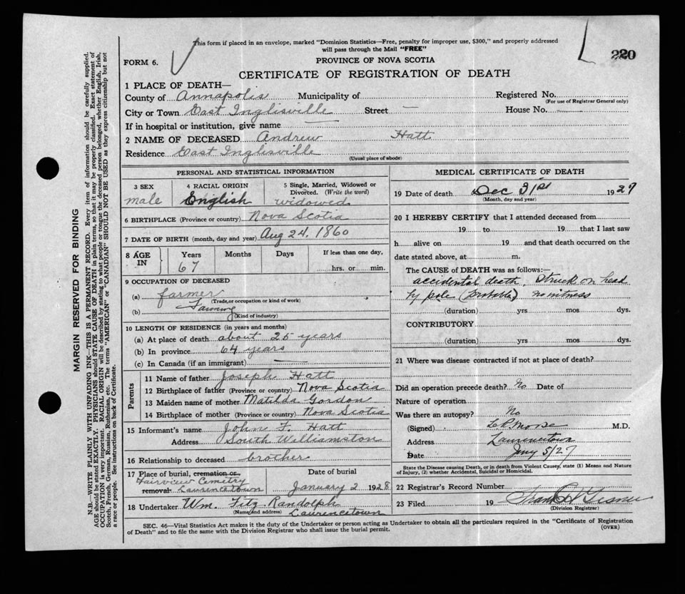 Nova Scotia Archives - Nova Scotia Births, Marriages, and Deaths