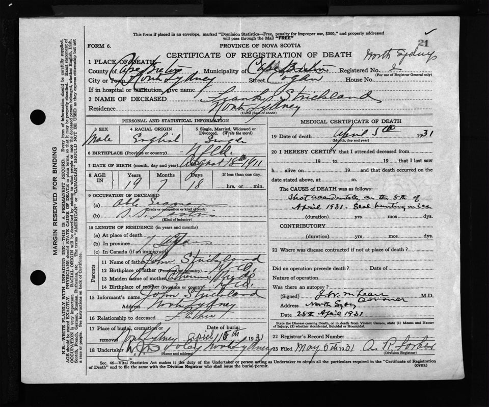 Nova Scotia Archives - Nova Scotia Births, Marriages, and Deaths