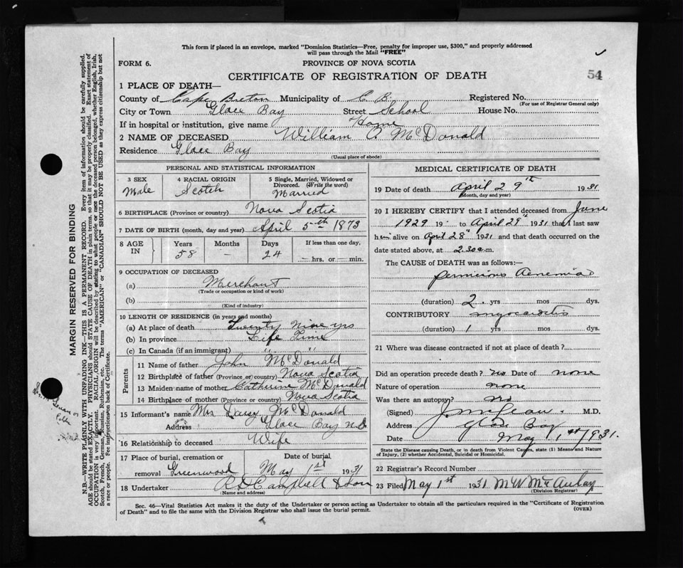 Nova Scotia Archives - Nova Scotia Births, Marriages, and Deaths