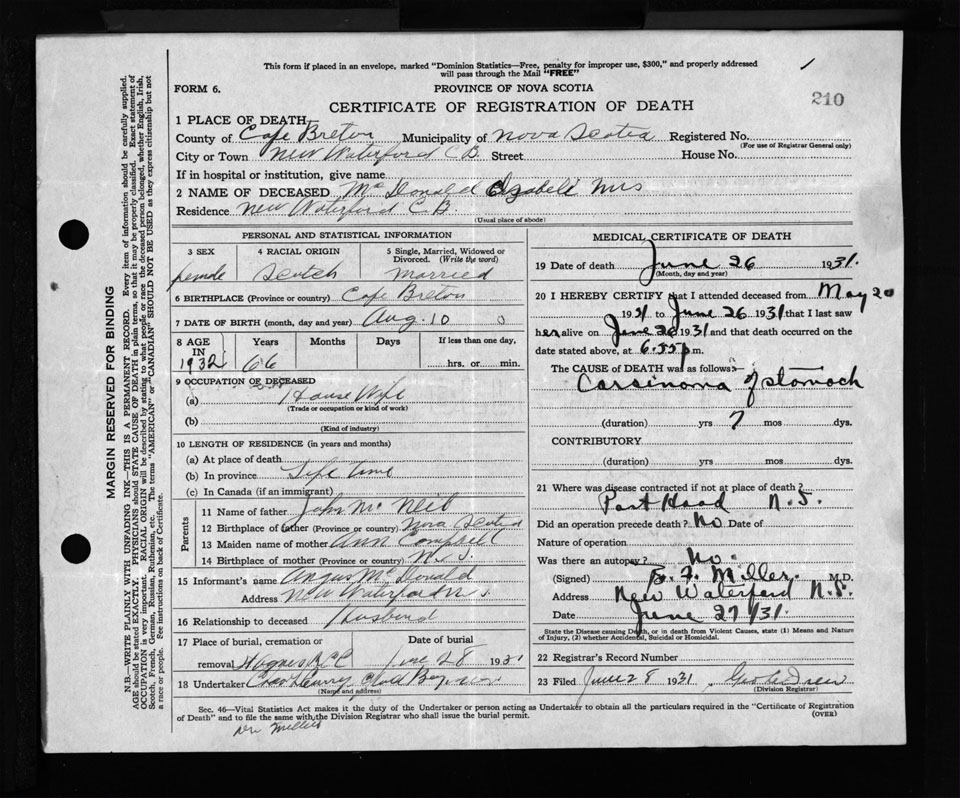 Nova Scotia Archives - Nova Scotia Births, Marriages, and Deaths