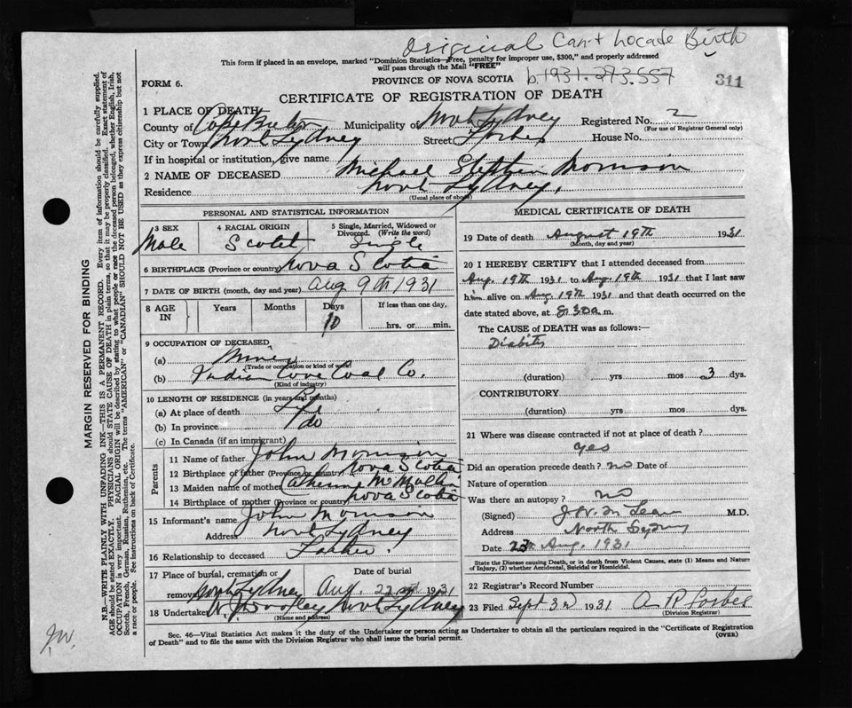 Nova Scotia Archives - Nova Scotia Births, Marriages, and Deaths