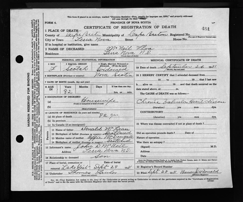 Nova Scotia Archives - Nova Scotia Births, Marriages, and Deaths