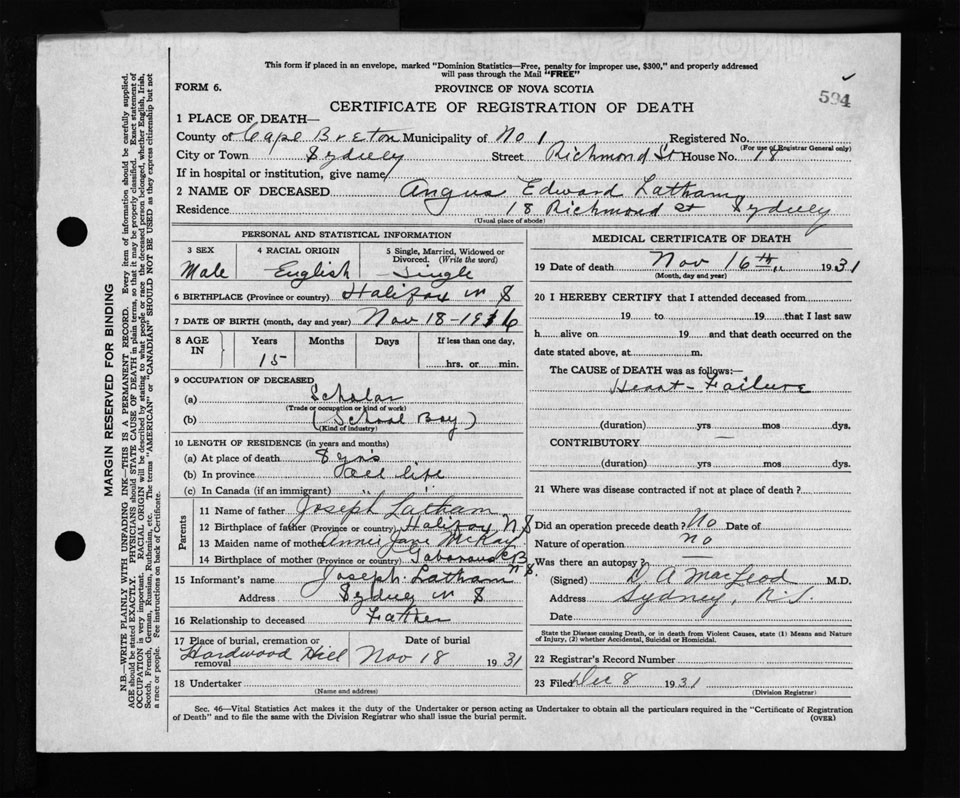 Nova Scotia Archives - Nova Scotia Births, Marriages, and Deaths