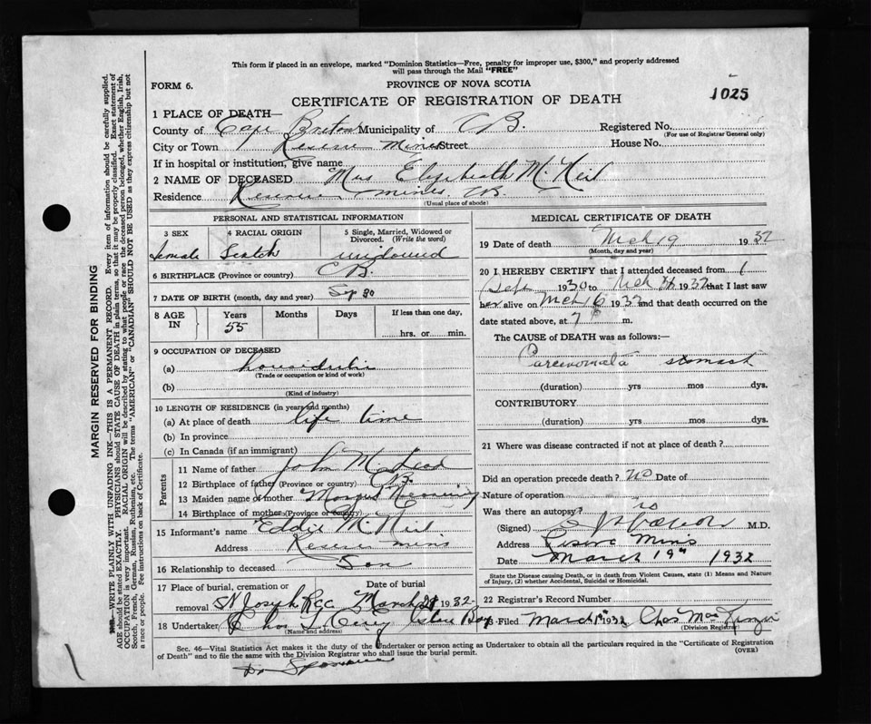 Nova Scotia Archives - Nova Scotia Births, Marriages, and Deaths