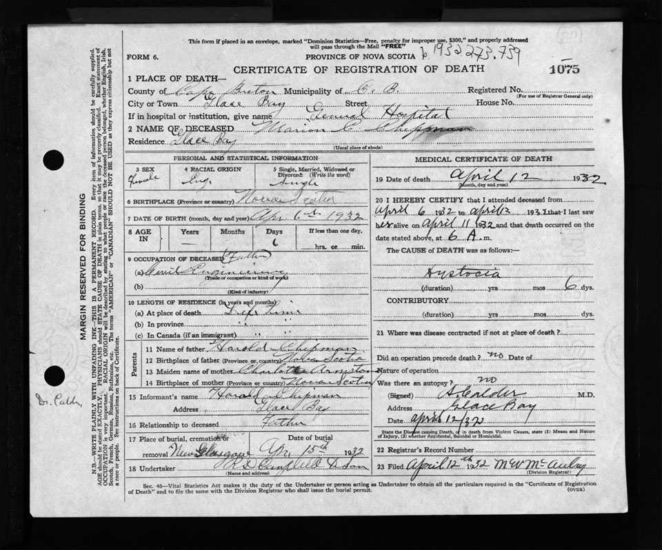 Nova Scotia Archives - Nova Scotia Births, Marriages, and Deaths