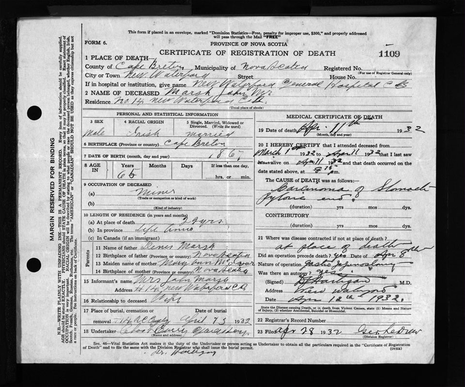 Nova Scotia Archives - Nova Scotia Births, Marriages, and Deaths