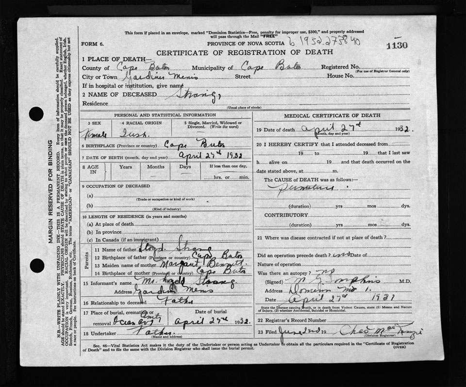 Nova Scotia Archives - Nova Scotia Births, Marriages, and Deaths