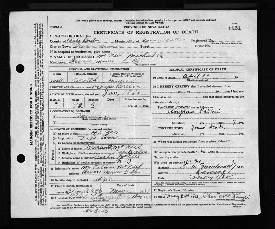 Nova Scotia Archives - Nova Scotia Births, Marriages, and Deaths
