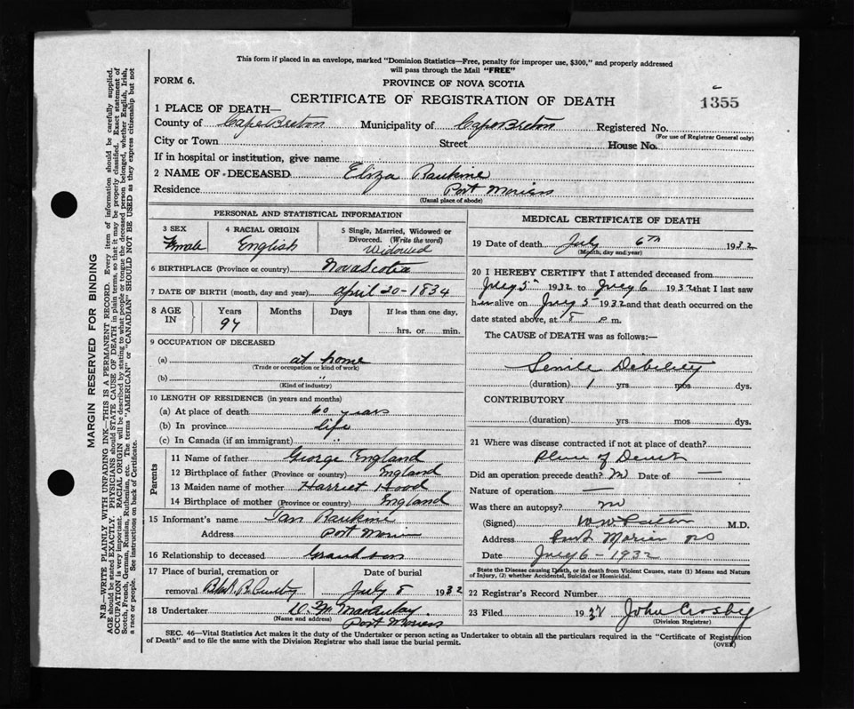 Nova Scotia Archives - Nova Scotia Births, Marriages, and Deaths