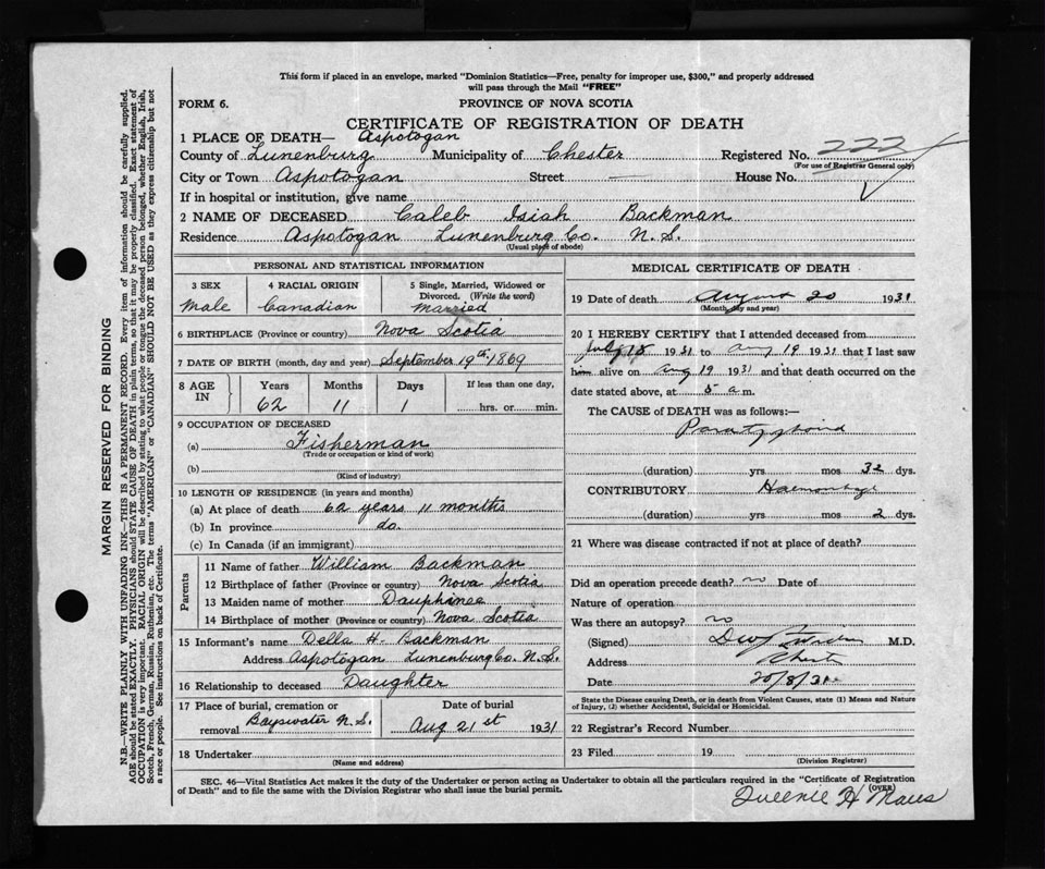 Nova Scotia Archives - Nova Scotia Births, Marriages, and Deaths