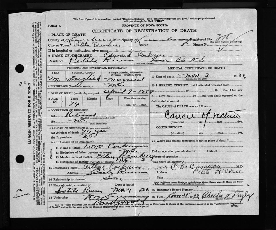Nova Scotia Archives - Nova Scotia Births, Marriages, and Deaths