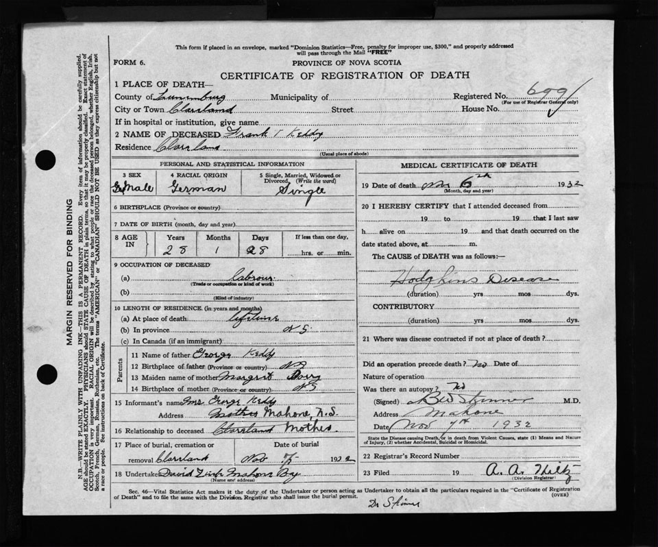 Nova Scotia Archives - Nova Scotia Births, Marriages, and Deaths