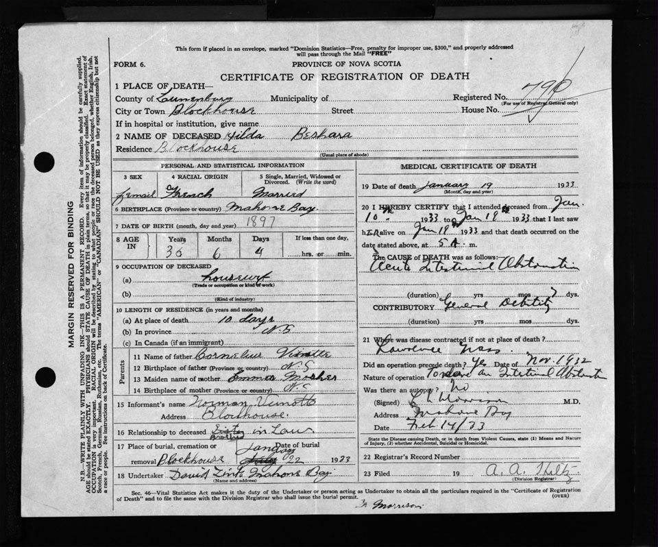 Nova Scotia Archives - Nova Scotia Births, Marriages, and Deaths