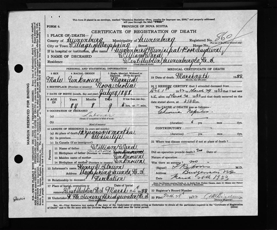 Nova Scotia Archives - Nova Scotia Births, Marriages, and Deaths