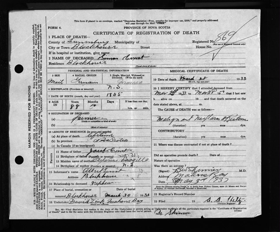 Nova Scotia Archives - Nova Scotia Births, Marriages, and Deaths