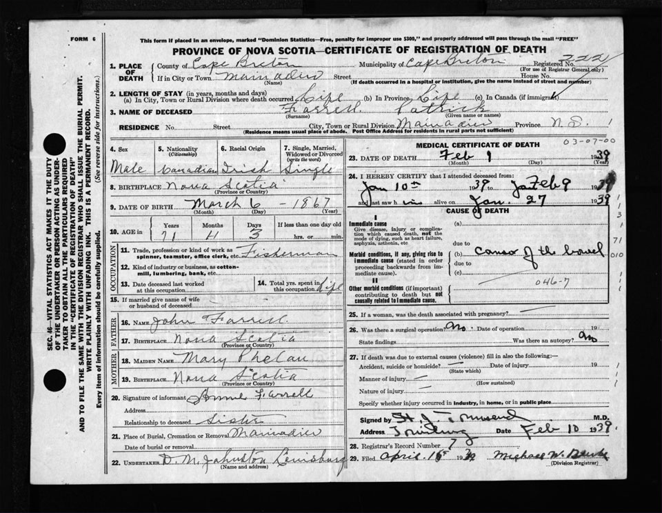 Nova Scotia Archives - Nova Scotia Births, Marriages, and Deaths