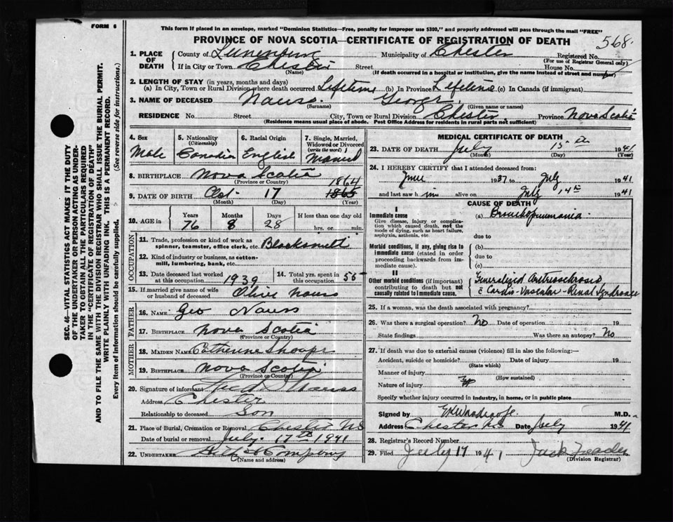 Nova Scotia Archives - Nova Scotia Births, Marriages, and Deaths