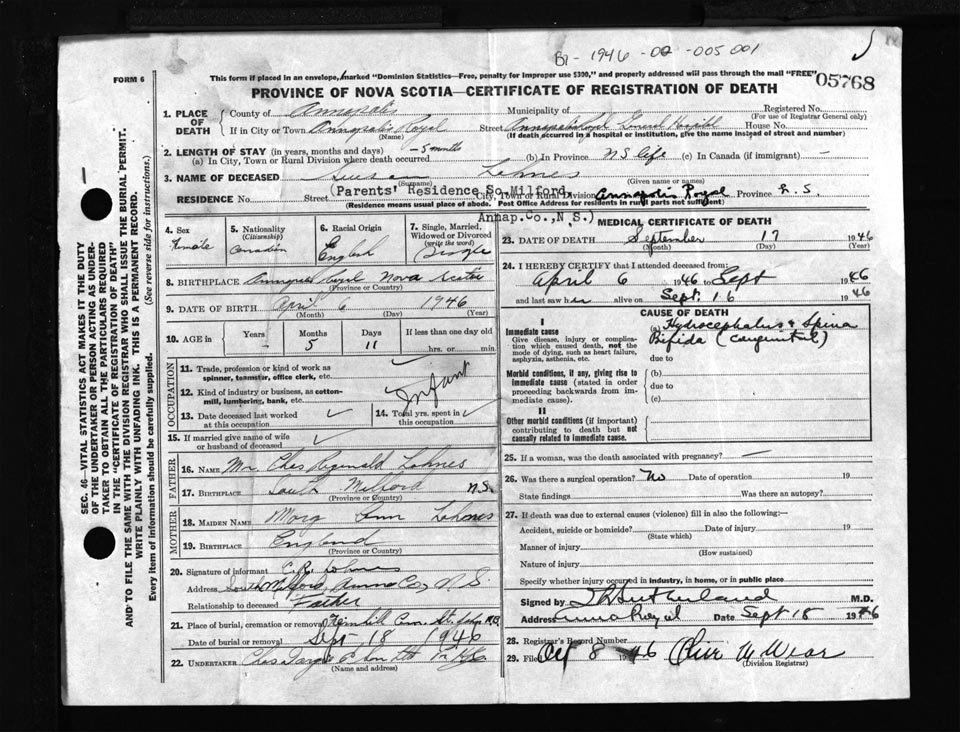 Nova Scotia Archives - Nova Scotia Births, Marriages, and Deaths
