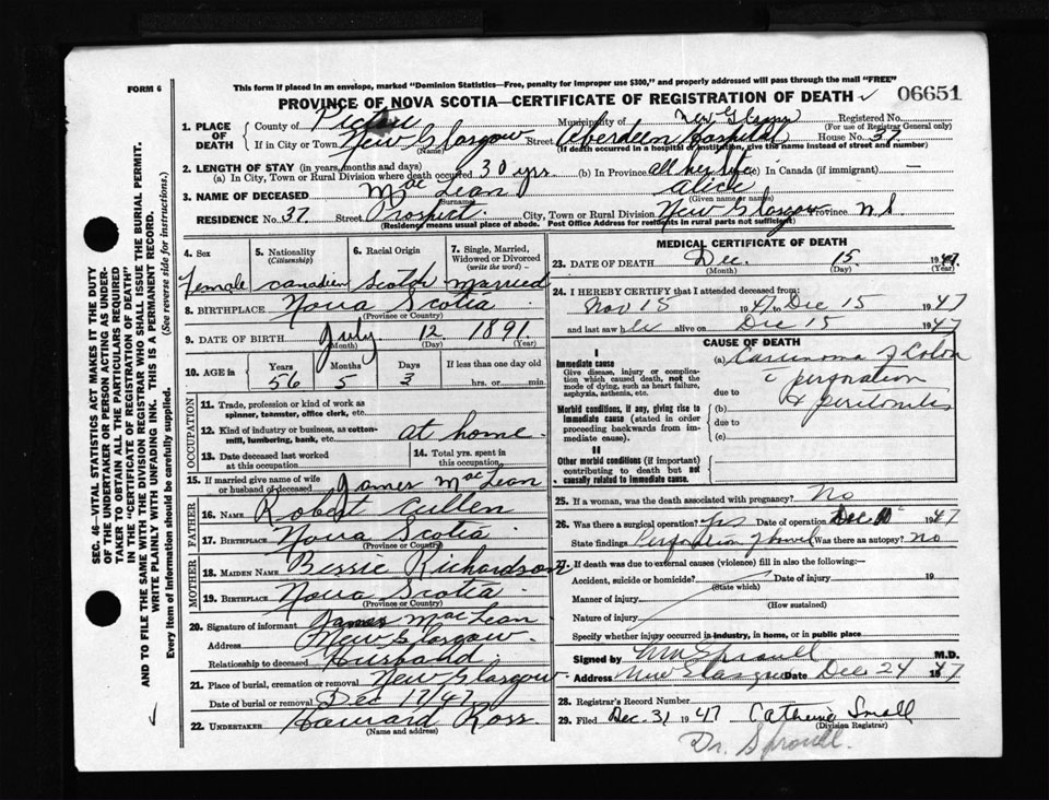 Nova Scotia Archives - Nova Scotia Births, Marriages, and Deaths