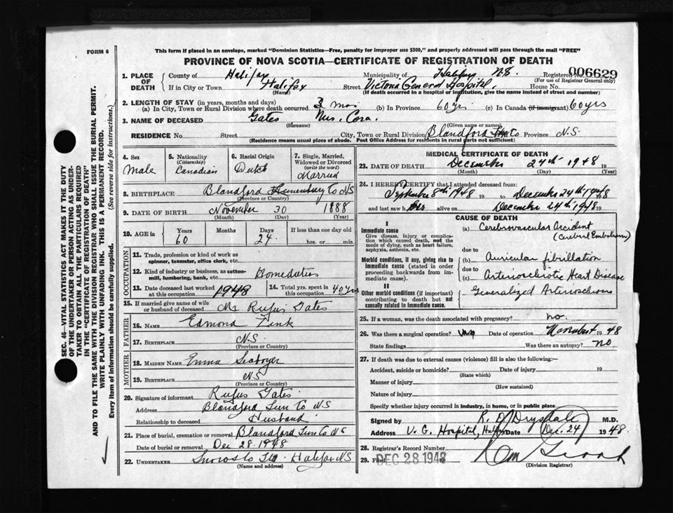 Nova Scotia Archives - Nova Scotia Births, Marriages, and Deaths
