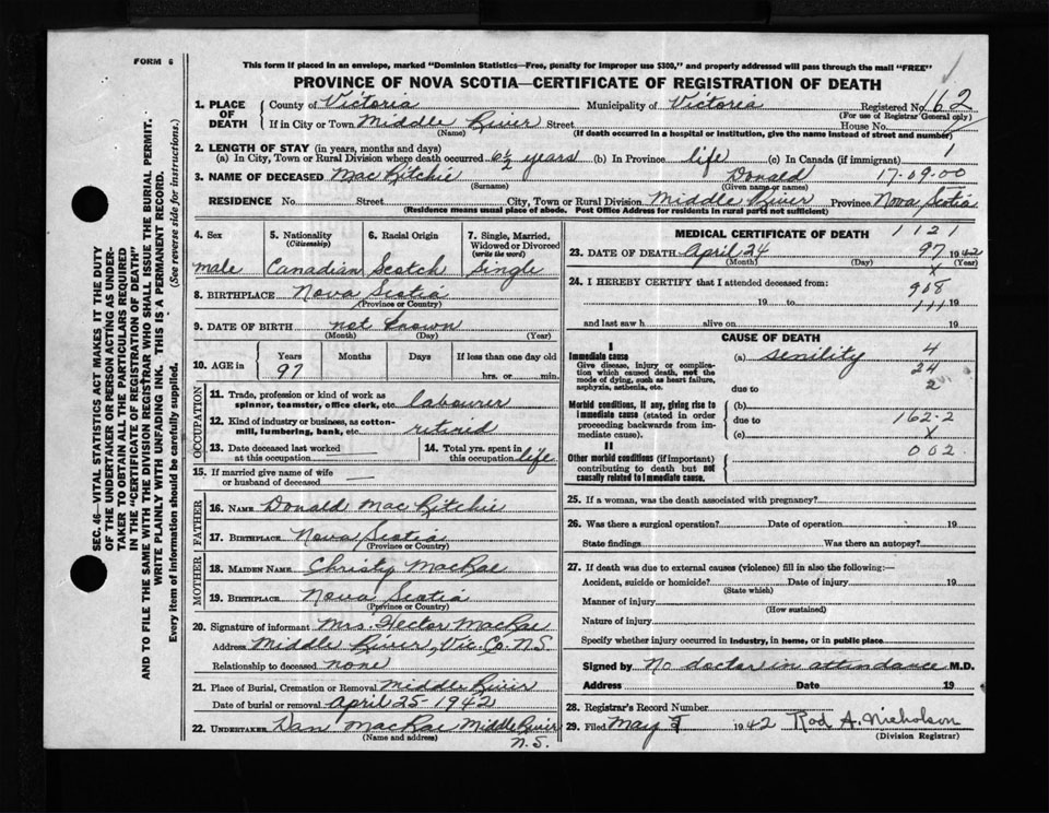 Nova Scotia Archives - Nova Scotia Births, Marriages, and Deaths