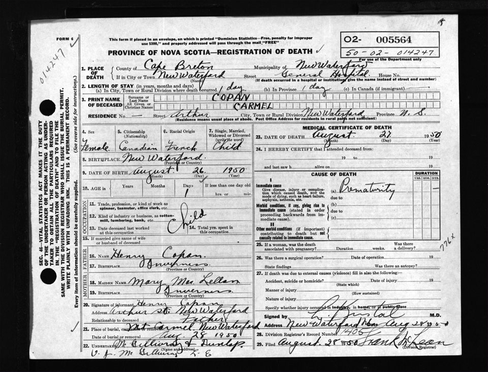 Nova Scotia Archives - Nova Scotia Births, Marriages, and Deaths