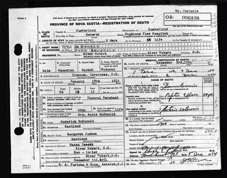 Nova Scotia Archives - Nova Scotia Births, Marriages, and Deaths