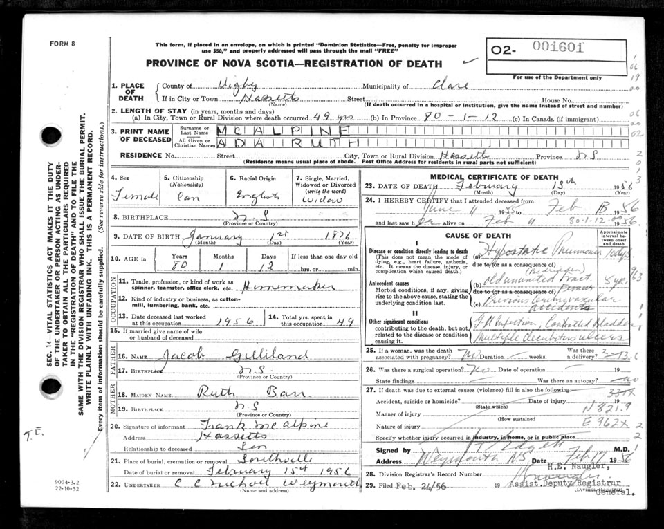 Nova Scotia Archives - Nova Scotia Births, Marriages, and Deaths