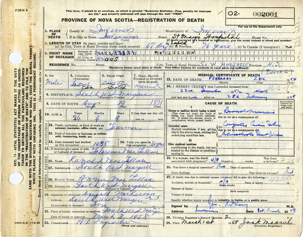 Nova Scotia Archives - Nova Scotia Births, Marriages, and Deaths