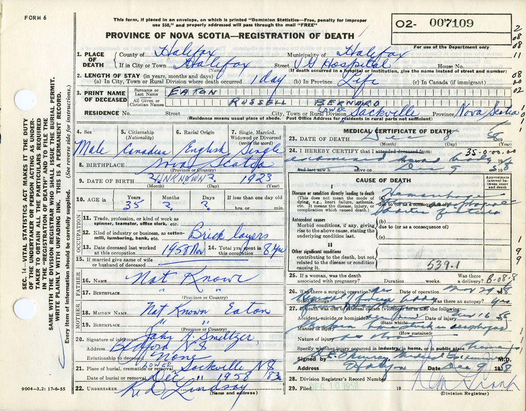 Nova Scotia Archives - Nova Scotia Births, Marriages, and Deaths