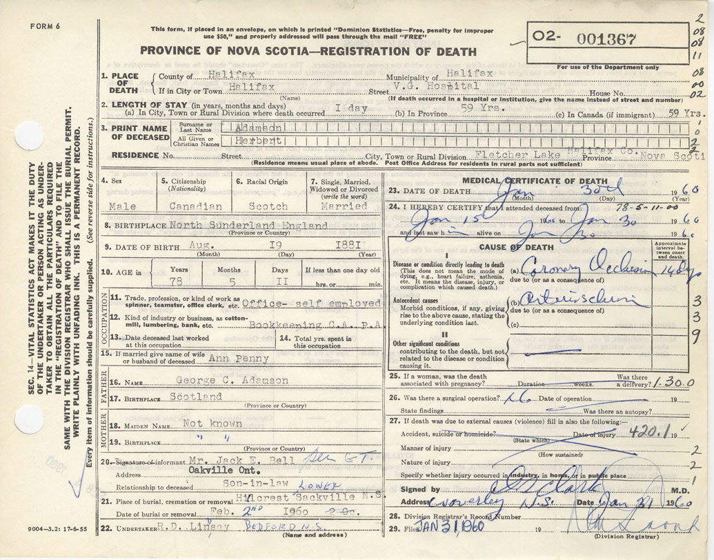 Nova Scotia Archives - Nova Scotia Births, Marriages, and Deaths
