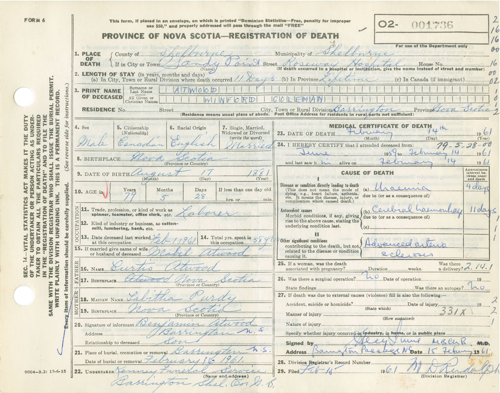 Nova Scotia Archives - Nova Scotia Births, Marriages, and Deaths