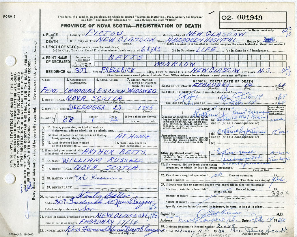 Nova Scotia Archives - Nova Scotia Births, Marriages, and Deaths