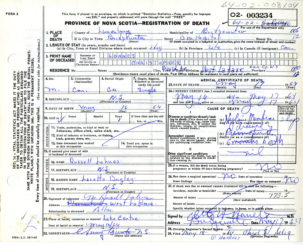Nova Scotia Archives - Nova Scotia Births, Marriages, and Deaths