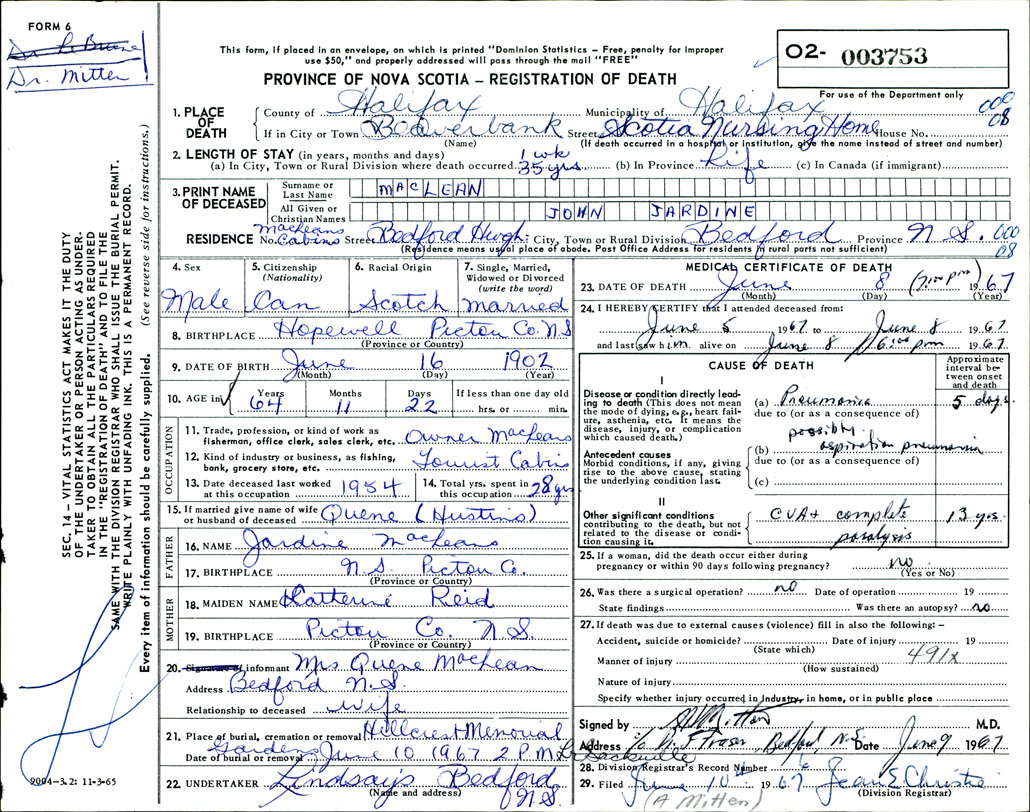Nova Scotia Archives - Nova Scotia Births, Marriages, and Deaths