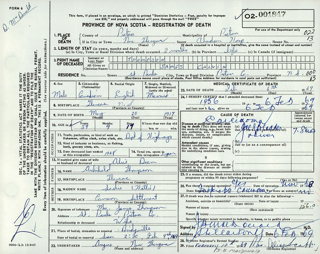 Nova Scotia Archives - Nova Scotia Births, Marriages, and Deaths