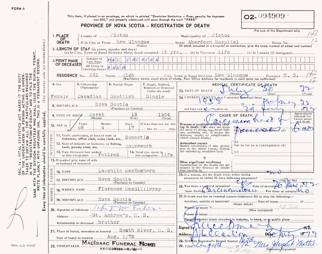 Nova Scotia Archives - Nova Scotia Births, Marriages, and Deaths