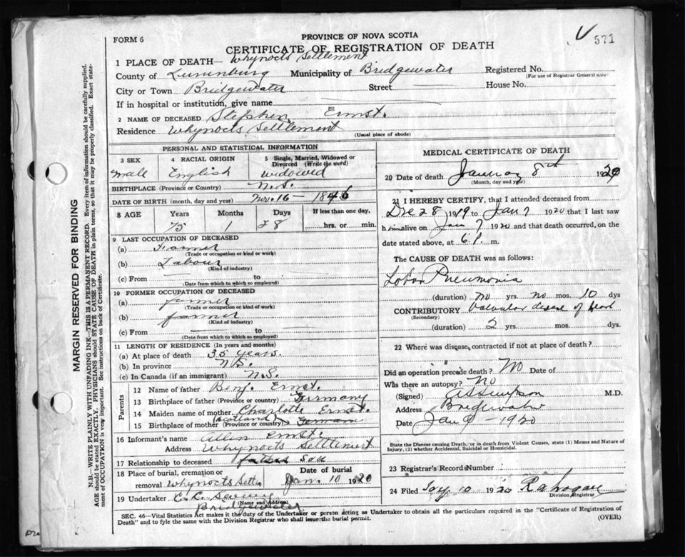 Nova Scotia Archives - Nova Scotia Births, Marriages, and Deaths