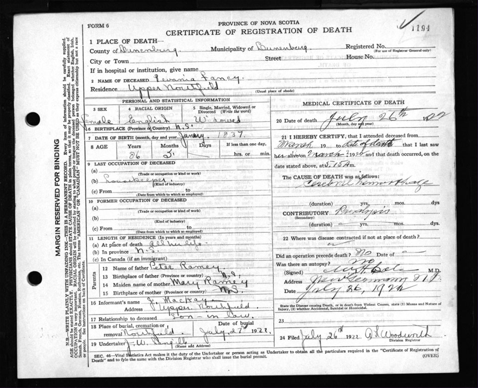Nova Scotia Archives - Nova Scotia Births, Marriages, and Deaths