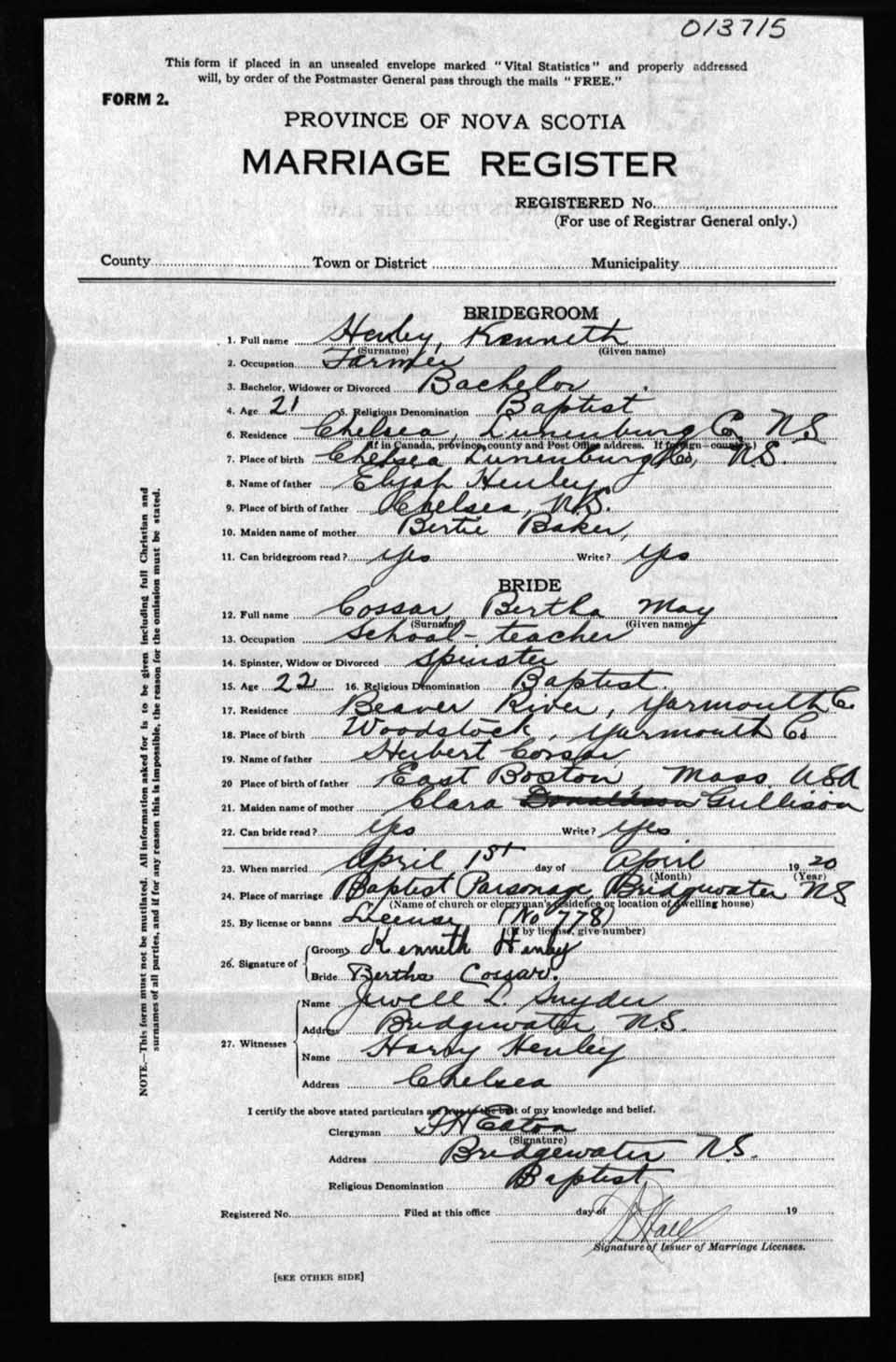 Nova Scotia Archives - Nova Scotia Births, Marriages, and Deaths